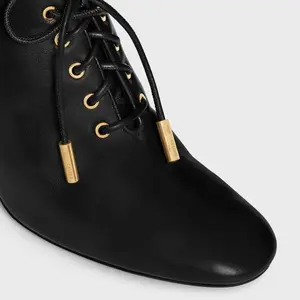 Celine Soft Oxford Lace-up Heeled Ballerina In Calfskin - Black