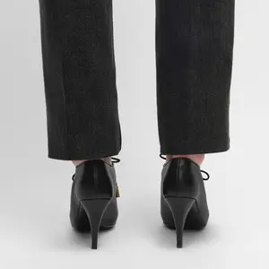 Celine Soft Oxford Lace-up Heeled Ballerina In Calfskin - Black