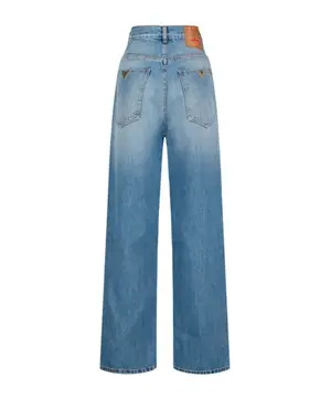 Valentino Garavani Wide Leg Jeans With Logo Detail