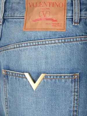 Valentino Garavani Wide Leg Jeans With Logo Detail
