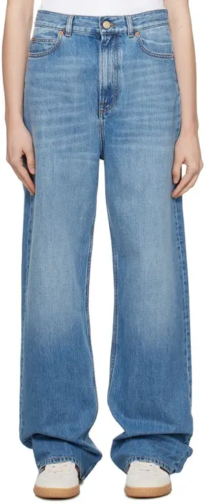 Valentino Garavani Wide Leg Jeans With Logo Detail