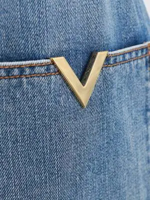 Valentino Garavani Wide Leg Jeans With Logo Detail