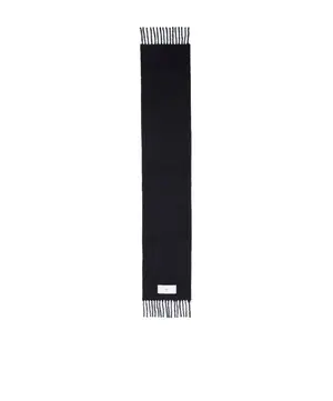 Ami Logo Tag Fringed Scarf - Black