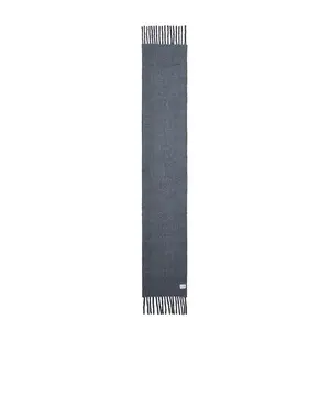 Ami Logo Tag Fringed Scarf - Black