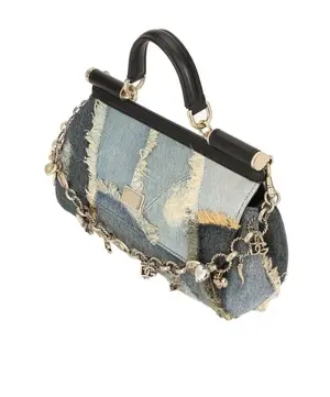 Dolce & Gabbana Medium Patchwork Denim Sicily Handbag - Multicolor