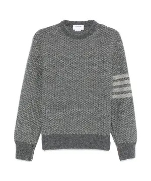 Thom Browne 4-bar Textured Knit Sweater - Medium Gray