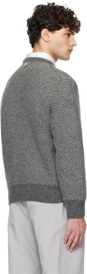 Thom Browne 4-bar Textured Knit Sweater - Medium Gray