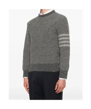 Thom Browne 4-bar Textured Knit Sweater - Medium Gray
