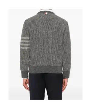 Thom Browne 4-bar Textured Knit Sweater - Medium Gray