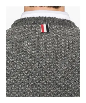 Thom Browne 4-bar Textured Knit Sweater - Medium Gray