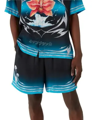 Casablanca Mushroom-print Shorts - Black