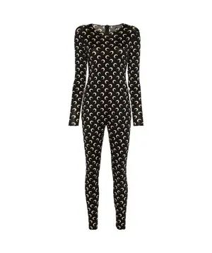MARINE SERRE Moon Monogram Crewneck Jumpsuit - Black