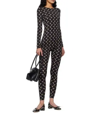 MARINE SERRE Moon Monogram Crewneck Jumpsuit - Black