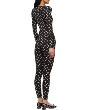 MARINE SERRE Moon Monogram Crewneck Jumpsuit - Black