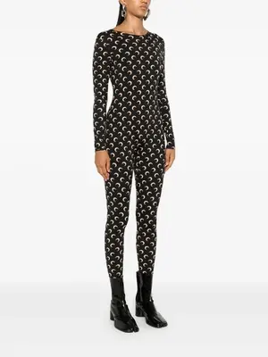 MARINE SERRE Moon Monogram Crewneck Jumpsuit - Black