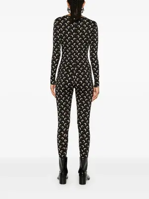 MARINE SERRE Moon Monogram Crewneck Jumpsuit - Black