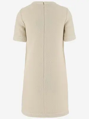 Gucci Short-sleeved Wool Tweed Dress With Interlocking G Button Detail