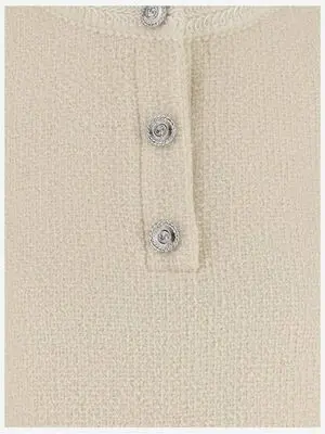 Gucci Short-sleeved Wool Tweed Dress With Interlocking G Button Detail