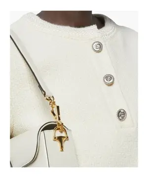 Gucci Short-sleeved Wool Tweed Dress With Interlocking G Button Detail