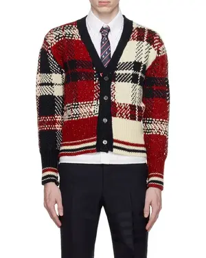 Thom Browne Checkered Button-up Knit Cardigan