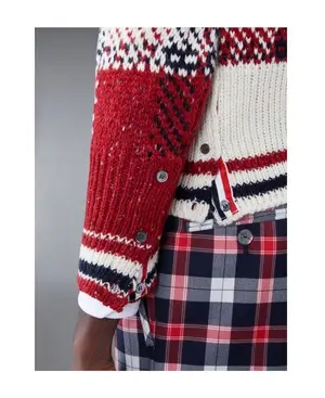 Thom Browne Checkered Button-up Knit Cardigan