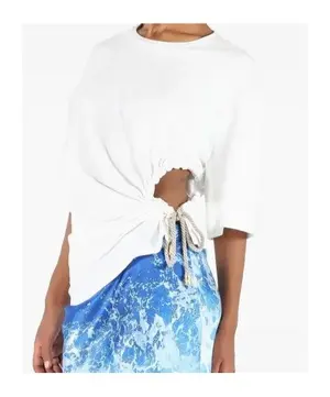 Roberto Cavalli Crewneck T-shirt With Side Drawstring Detail