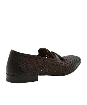 DOUCAL'S Woven Tassel Loafers - Black
