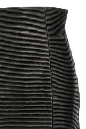Balmain Ribbed Leather High-waist Mini Skirt