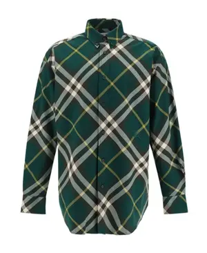 Burberry Checked Buttoned Shirt - Green