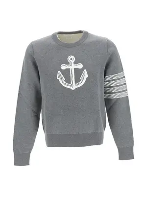 Thom Browne Anchor Jacquard Jumper - Medium Gray
