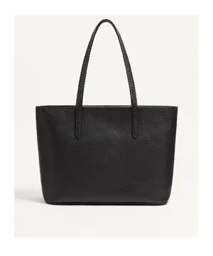 Valentino Garavani Grainy Calfskin Nellcôte Shopping Bag With Studded Vlogo - Nero