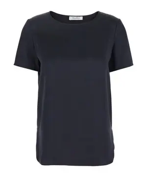 Max Mara Crewneck Satin Top - Black