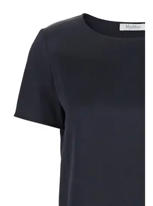 Max Mara Crewneck Satin Top - Black
