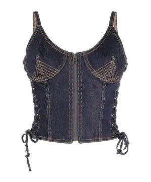JEAN PAUL GAULTIER Denim Corset Top With Side Seam Ties
