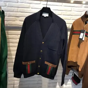 Gucci V-neck Knitted Cardigan With Web Detail