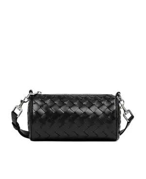 Bottega Veneta Mini Intrecciato Barrel Crossbody Bag - Black
