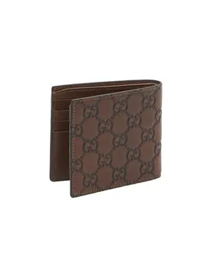 Gucci Gg Emblem Bi-fold Wallet - Brown And Black
