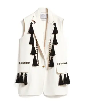 Max Mara Tasseled V-neck Gilet - Gray