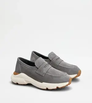 TOD'S Sporty Suede Slip-on Trainers - Grey