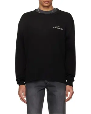 Amiri Logo Embroidered Long-sleeved T-shirt - Black