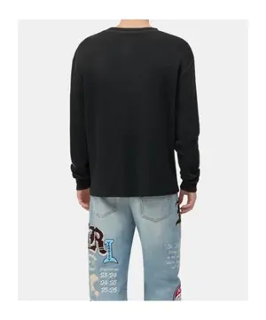 Amiri Logo Embroidered Long-sleeved T-shirt - Black