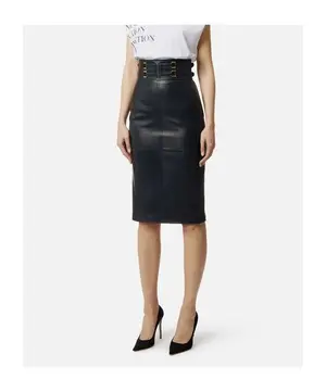 Elisabetta Franchi Leather Skirt With Embossed Logo
