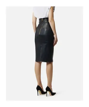 Elisabetta Franchi Leather Skirt With Embossed Logo