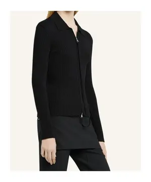 COURREGES Zip-up Cardigan With Bimetal Zipper And Knitted Chain