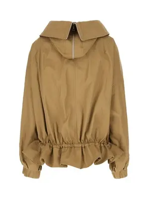 Dries Van Noten Long Sleeve Ruffled Hem Jacket - Camel