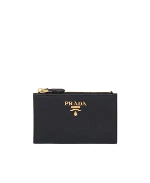 Prada Saffiano Leather Card Holder - Black
