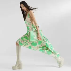 Fendi Sleeveless Asymmetrical Midi Dress With Floral Print