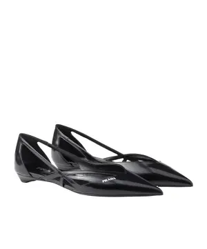 Prada Pointed-toe Cut-out Ballerinas - Black