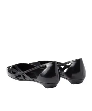 Prada Pointed-toe Cut-out Ballerinas - Black