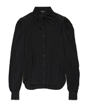 Balenciaga Bow Detailed Long-sleeve Shirt - Black